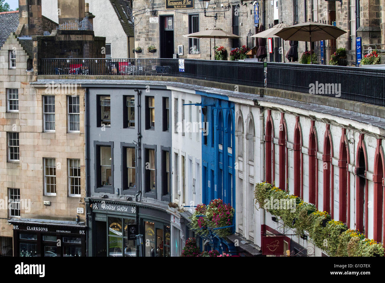 Colorful Buildings in Victoria Street Edinburgh Stock Photo - Alamy