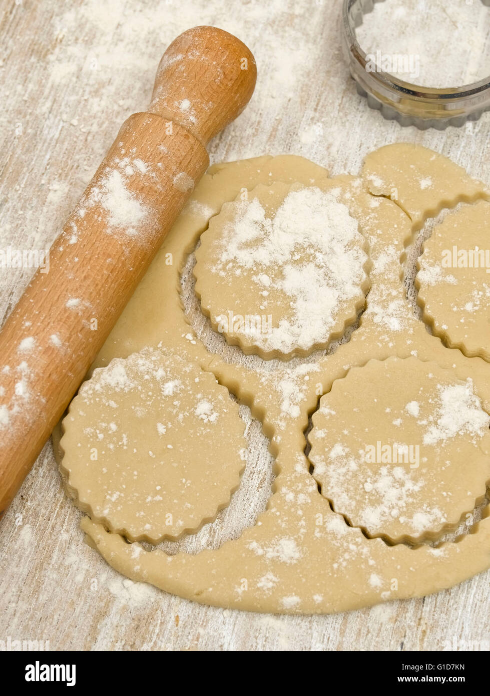 rolling pin with pastry and cutter Stock Photo - Alamy