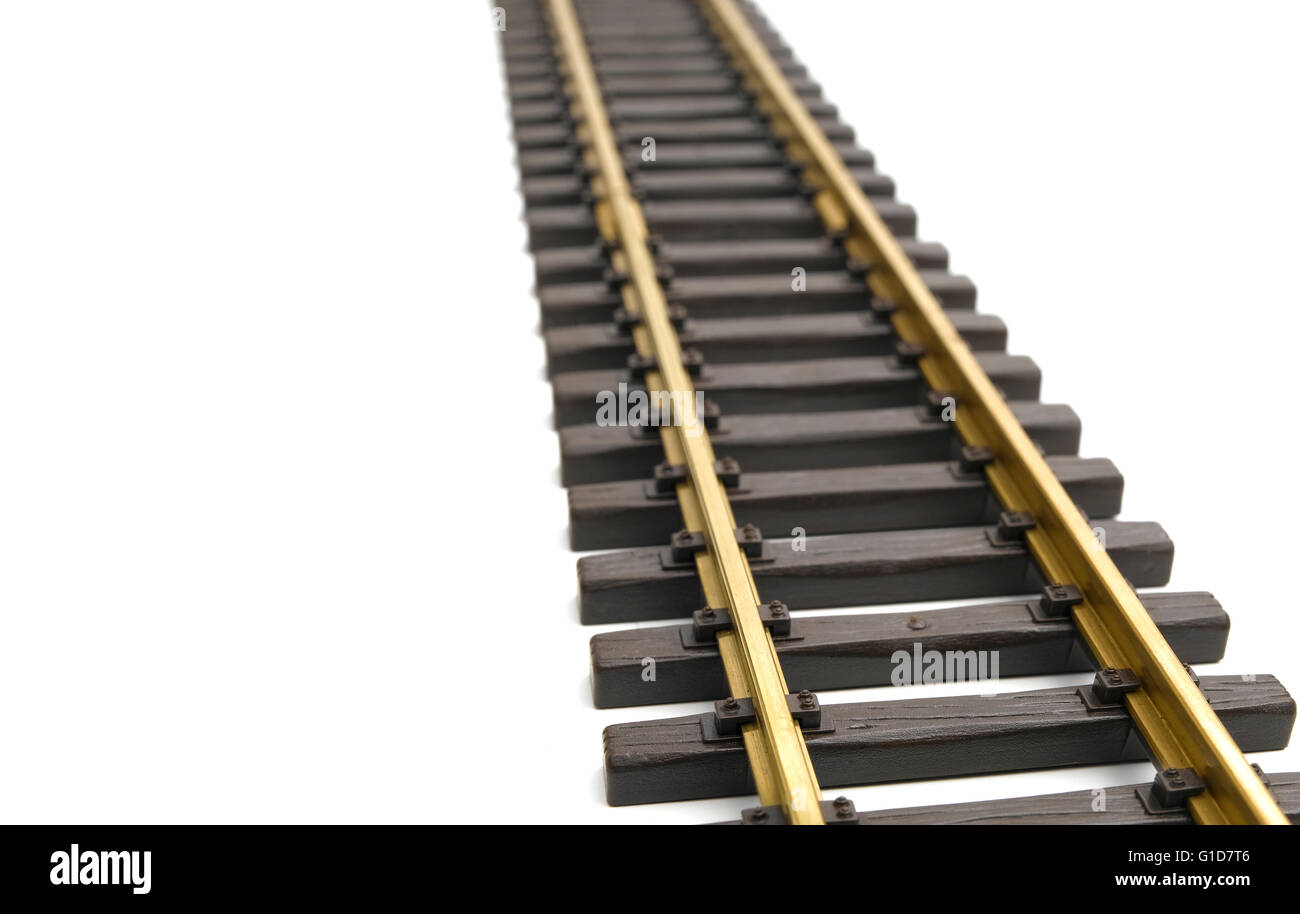 Rail track isolated on a white background Stock Photo - Alamy
