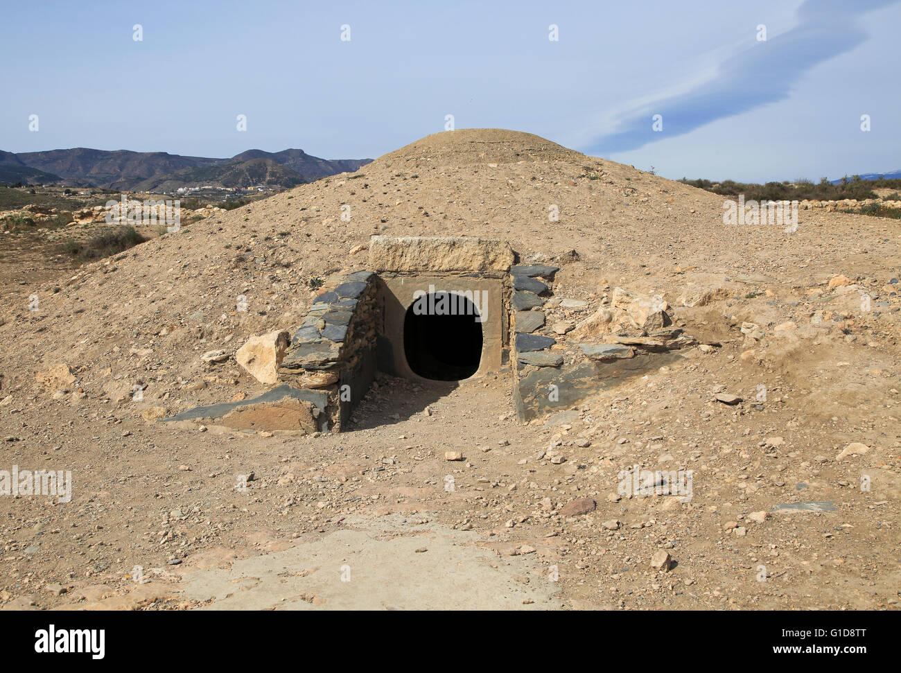 Burial chamber tomb mound, Los Millares prehistoric settlement, Almeria ...