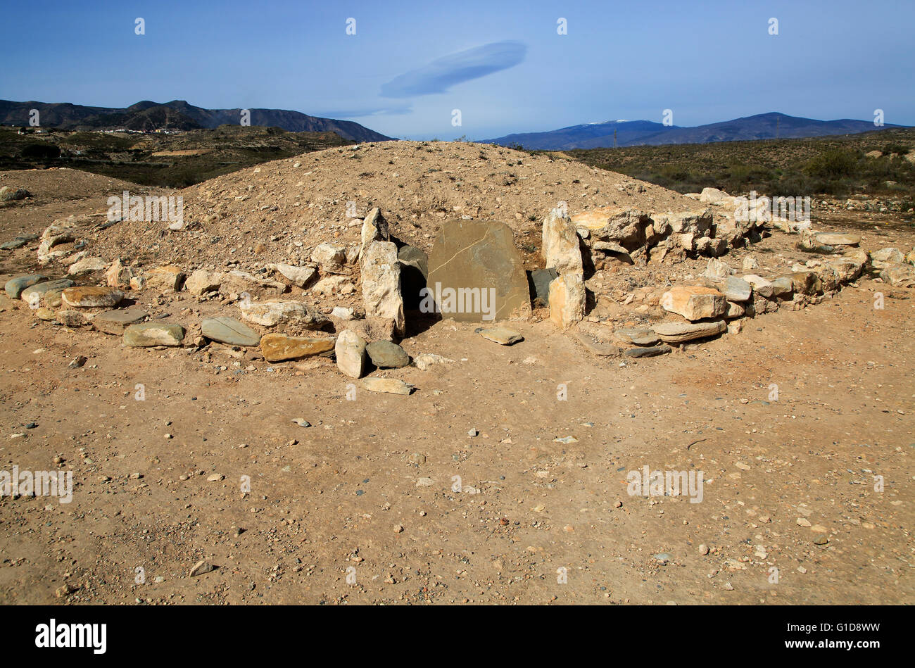 Burial chamber tomb mound, Los Millares prehistoric settlement, Almeria ...