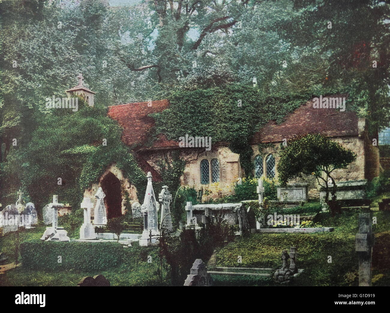 Early 20th Century photochrom image depicting Bonchurch on the Isle of ...