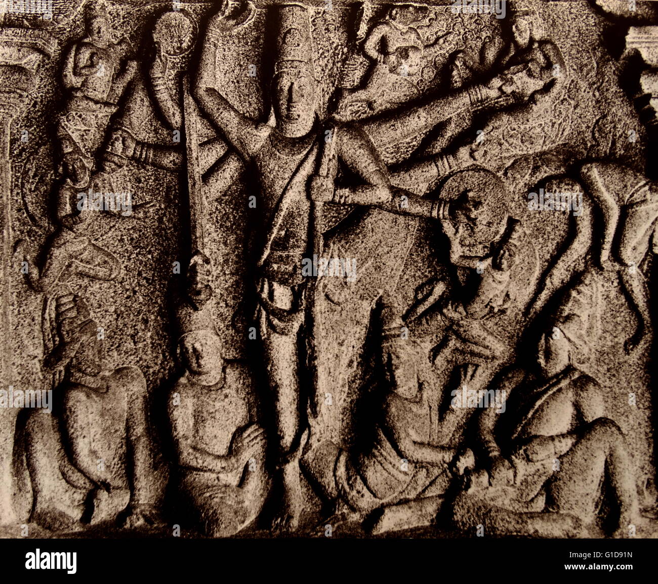Sculpted relief showing Vishnu (The Hindu god) part of the reliefs at ...