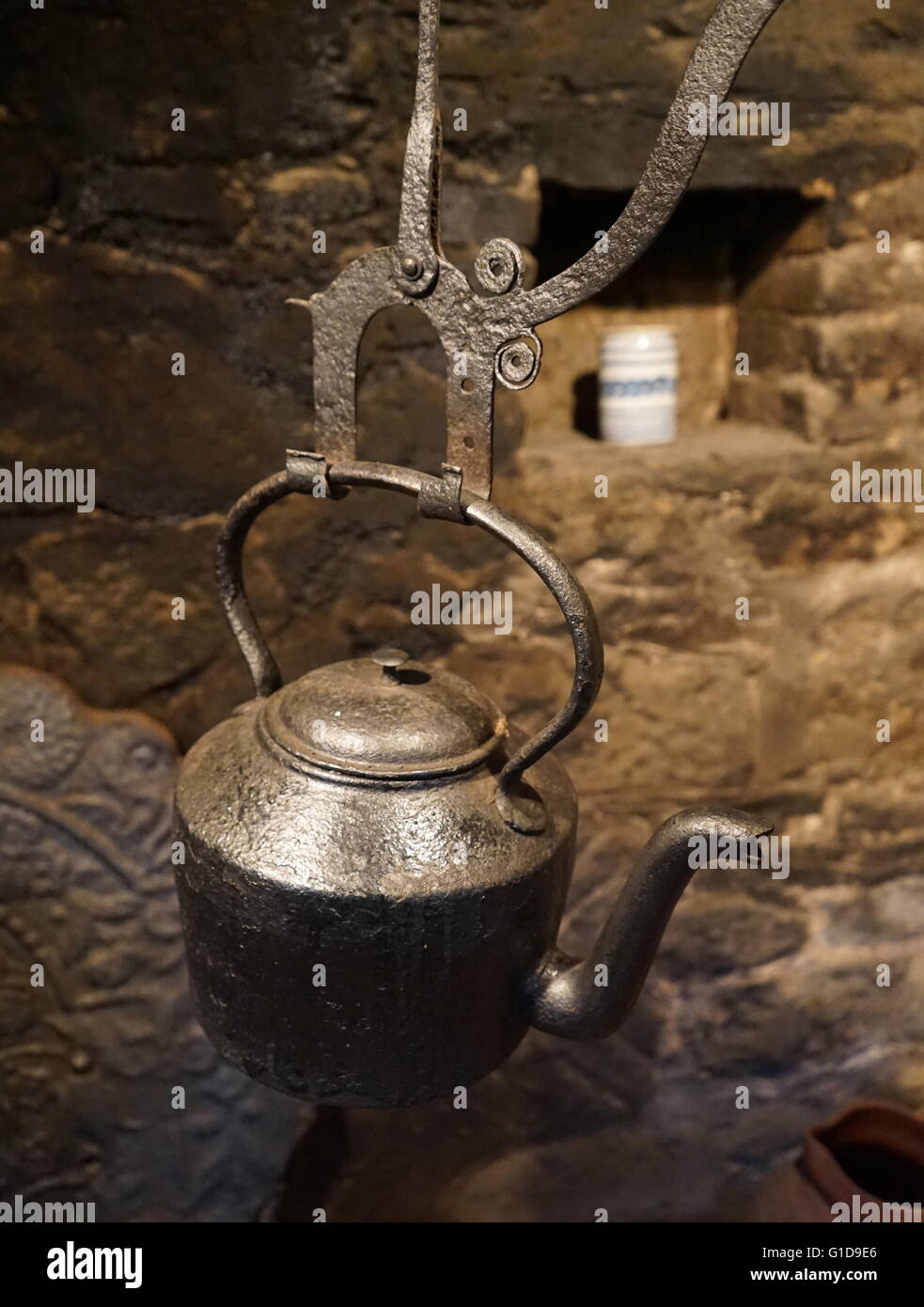 Large hanging kettle over the Kitchen hearth inside Anne Hathaway's ...