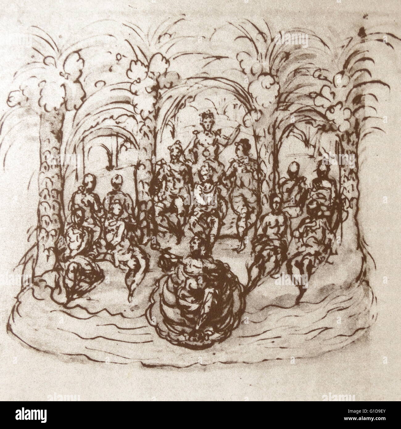 Sketch for 'The temple of Love' a Masque by Sir William Davenant. Drawn ...