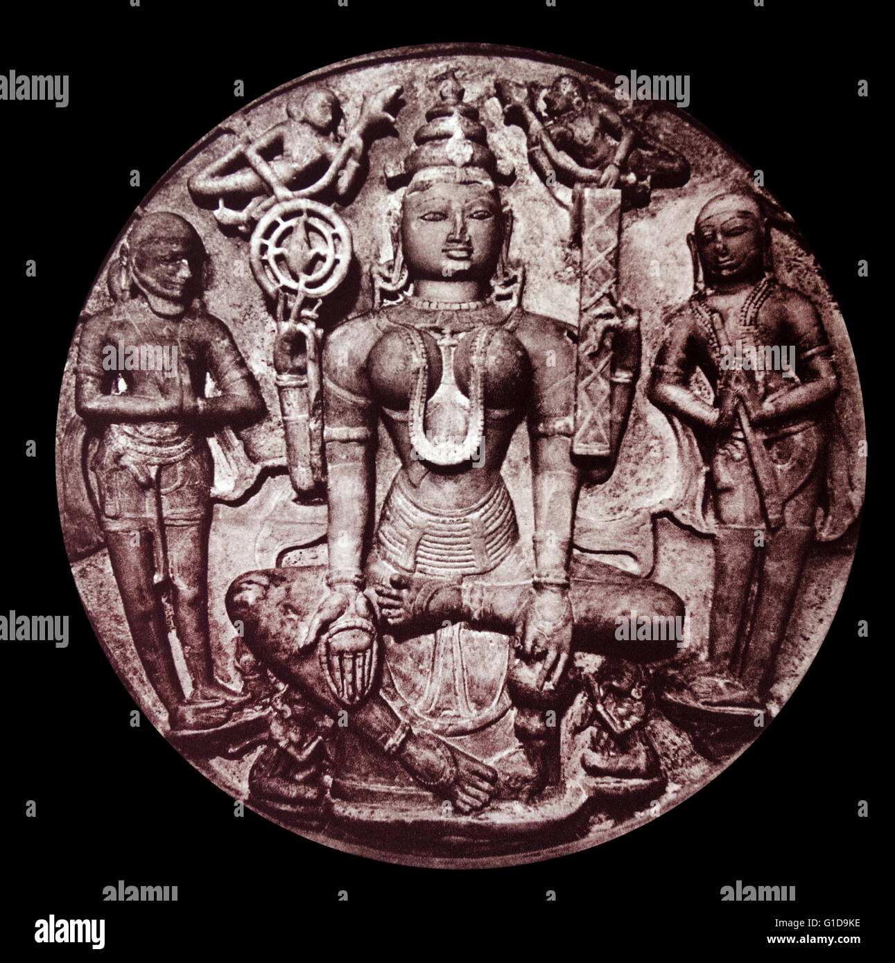 Goddess Sarasvati accompanied by the two architects of the Vimala ...