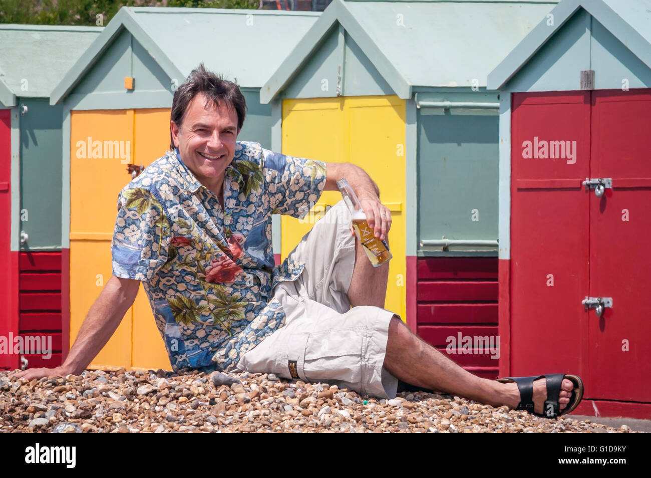 Former Coronation Street actor Brian Capron, in front of his beach hut ...