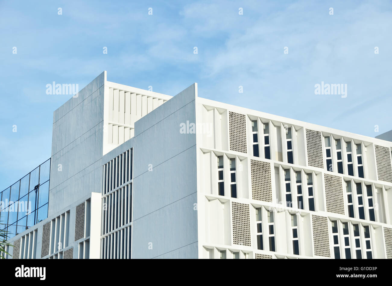 A corner roof of a white building Stock Photo - Alamy