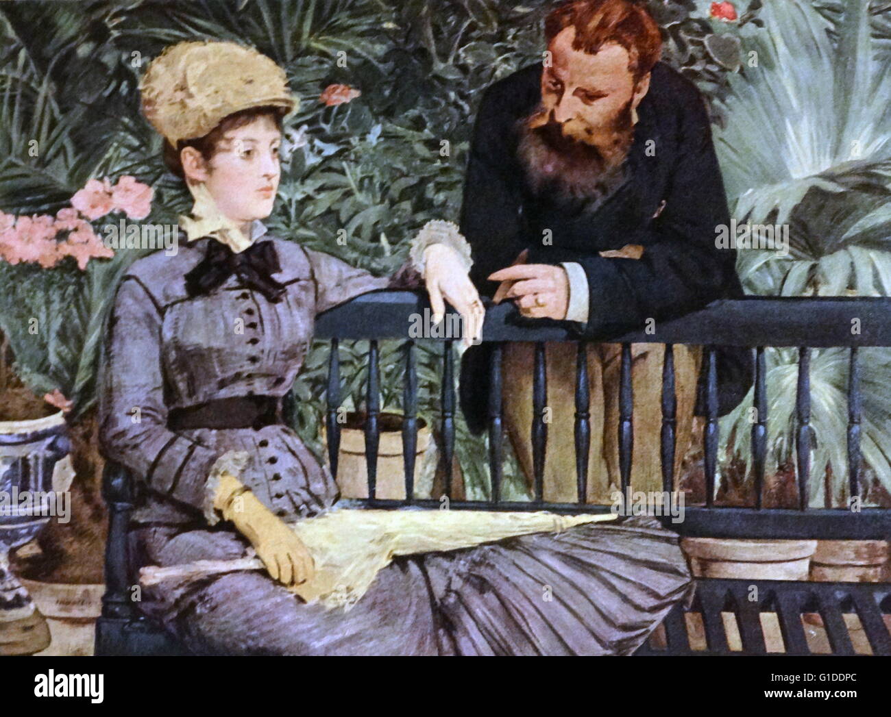 Painting titled 'The Greenhouse' by Édouard Manet (1832-1883) a French ...