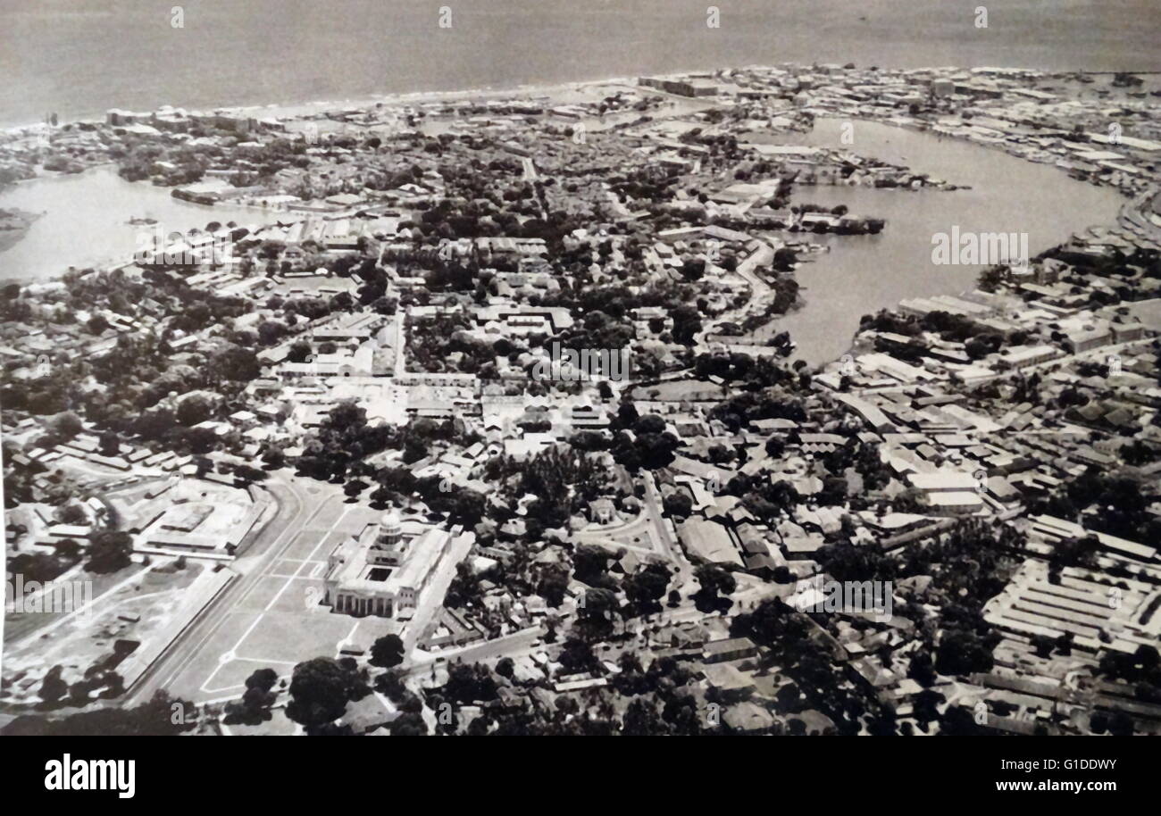 Aerial photograph of British Ceylon, a British Crown colony, in Colombo ...