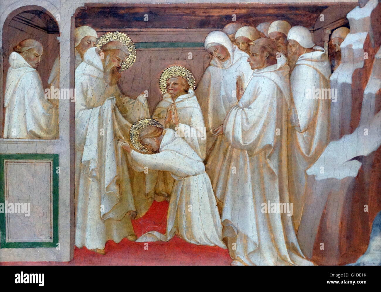 Detail from the painting depicting 'Saint Benedict admitting Saints ...