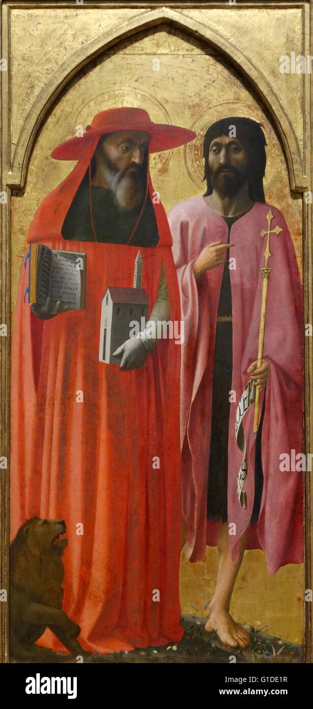 Painting titled 'Saint Jerome and John the Baptist' by Masaccio (1401 ...