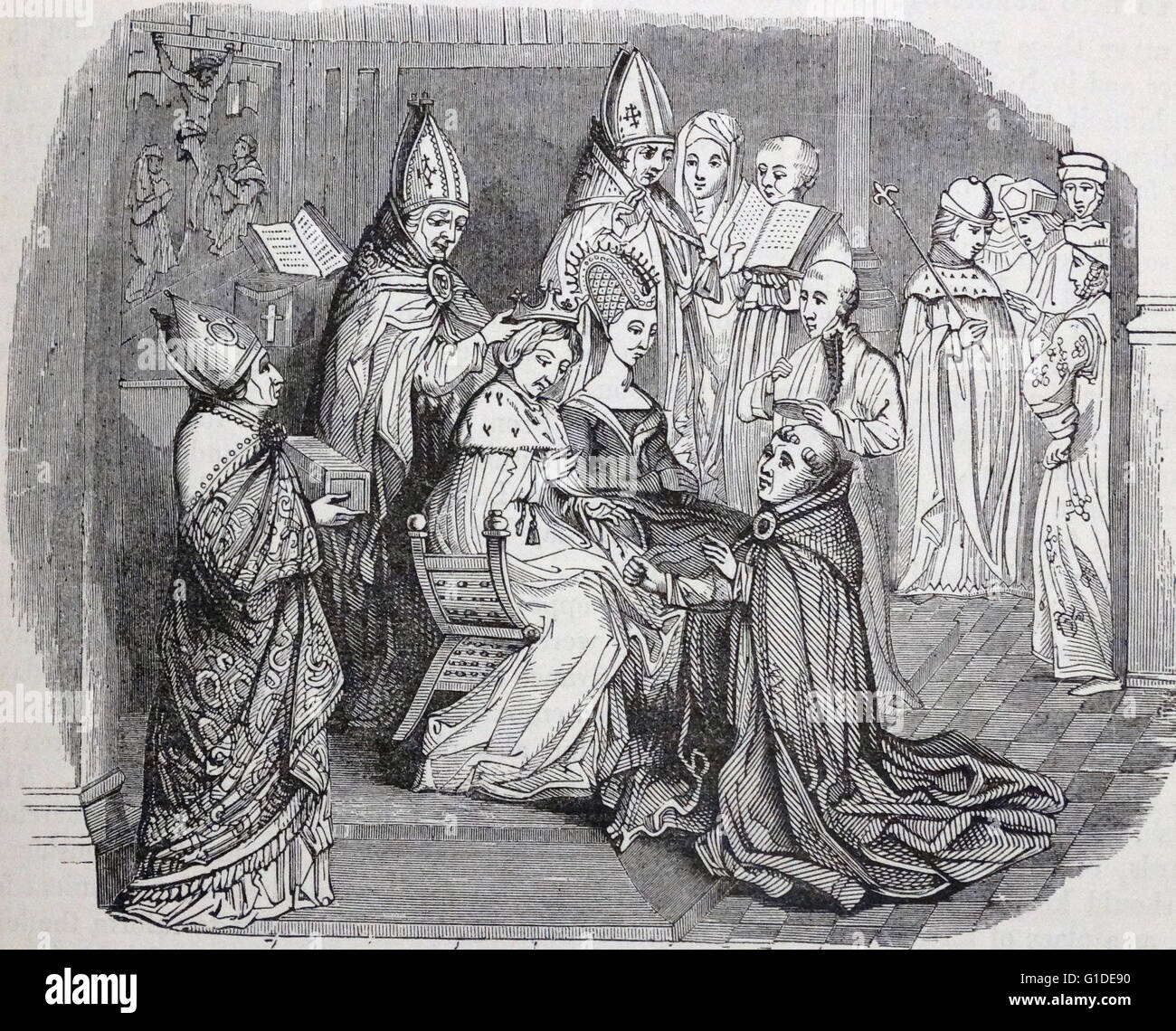 Engraving depicting the coronation of King Charles V, Holy Roman ...