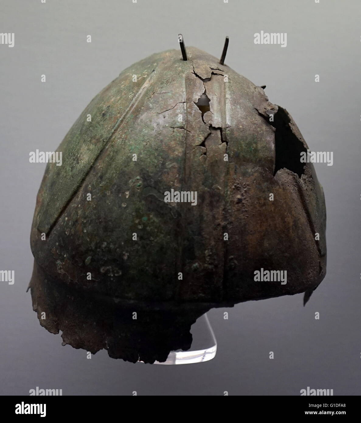 An Aufidus bronze embossed helmet, which was once decorated with ...