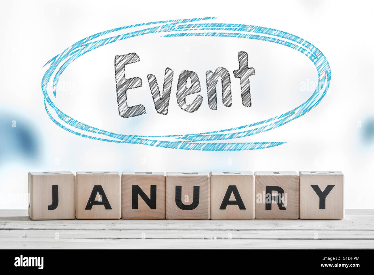 January event sign made of wood on a table Stock Photo - Alamy