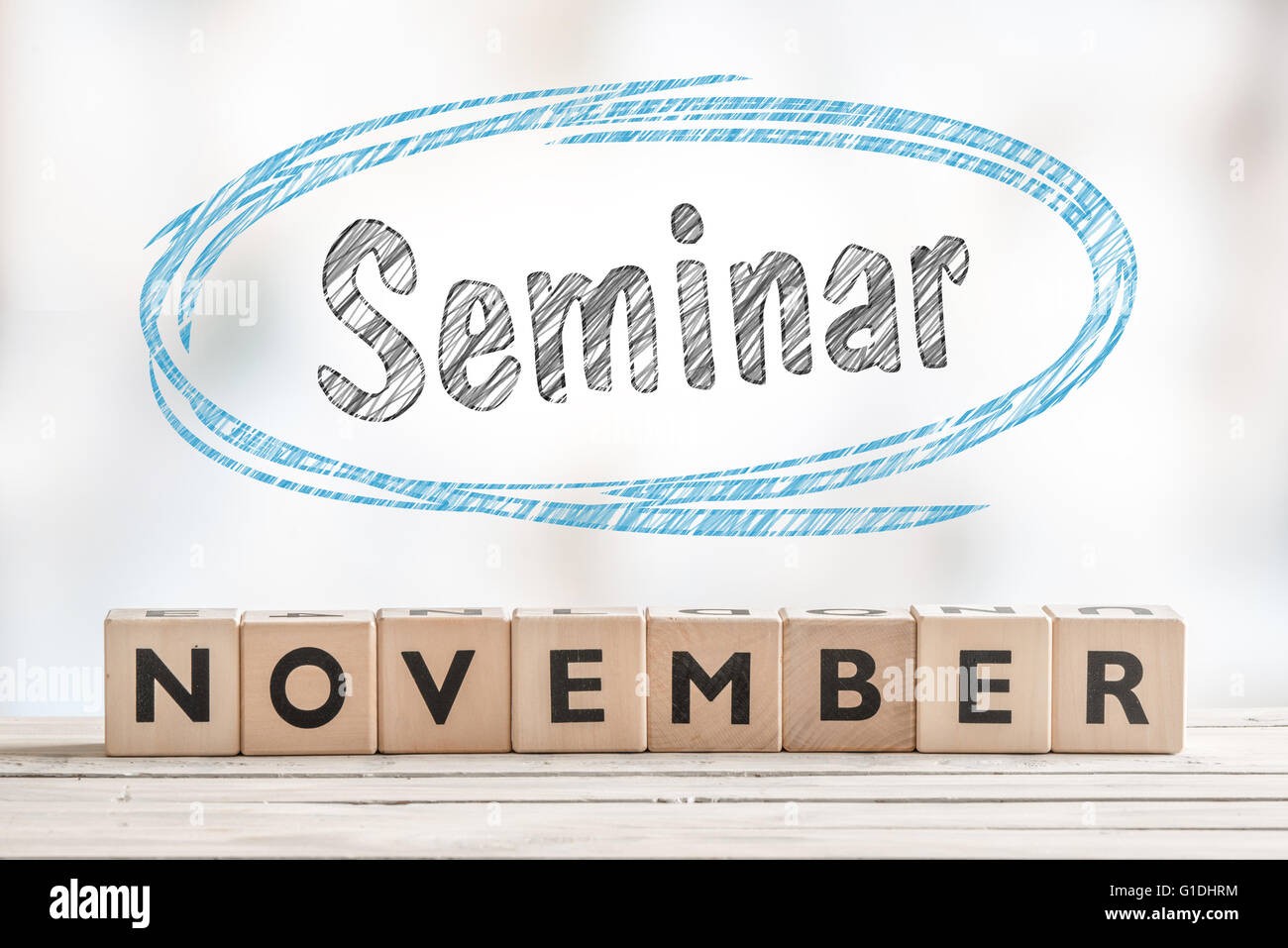 November seminar sign with wooden blocks on a stage Stock Photo - Alamy