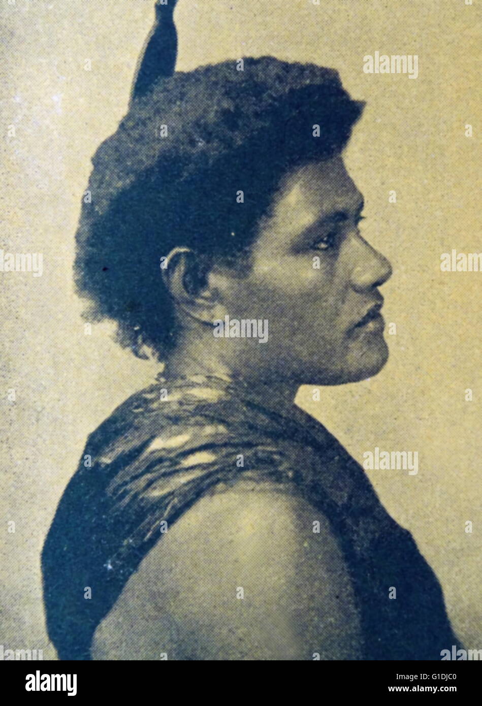 native woman in Fiji island, in Melanesia in the South Pacific Ocean ...