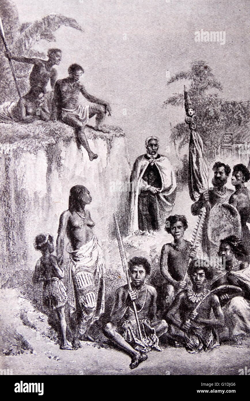 King Kamehameha I and a group of Hawaiian warriors in 1815 Stock Photo ...