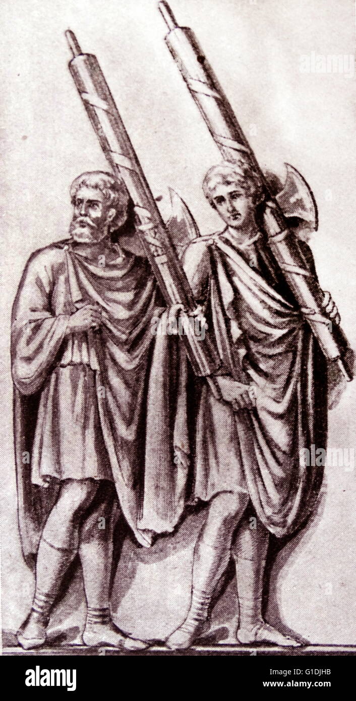 Roman lictors carrying Fasces. An ancient institution in Rome, the ...
