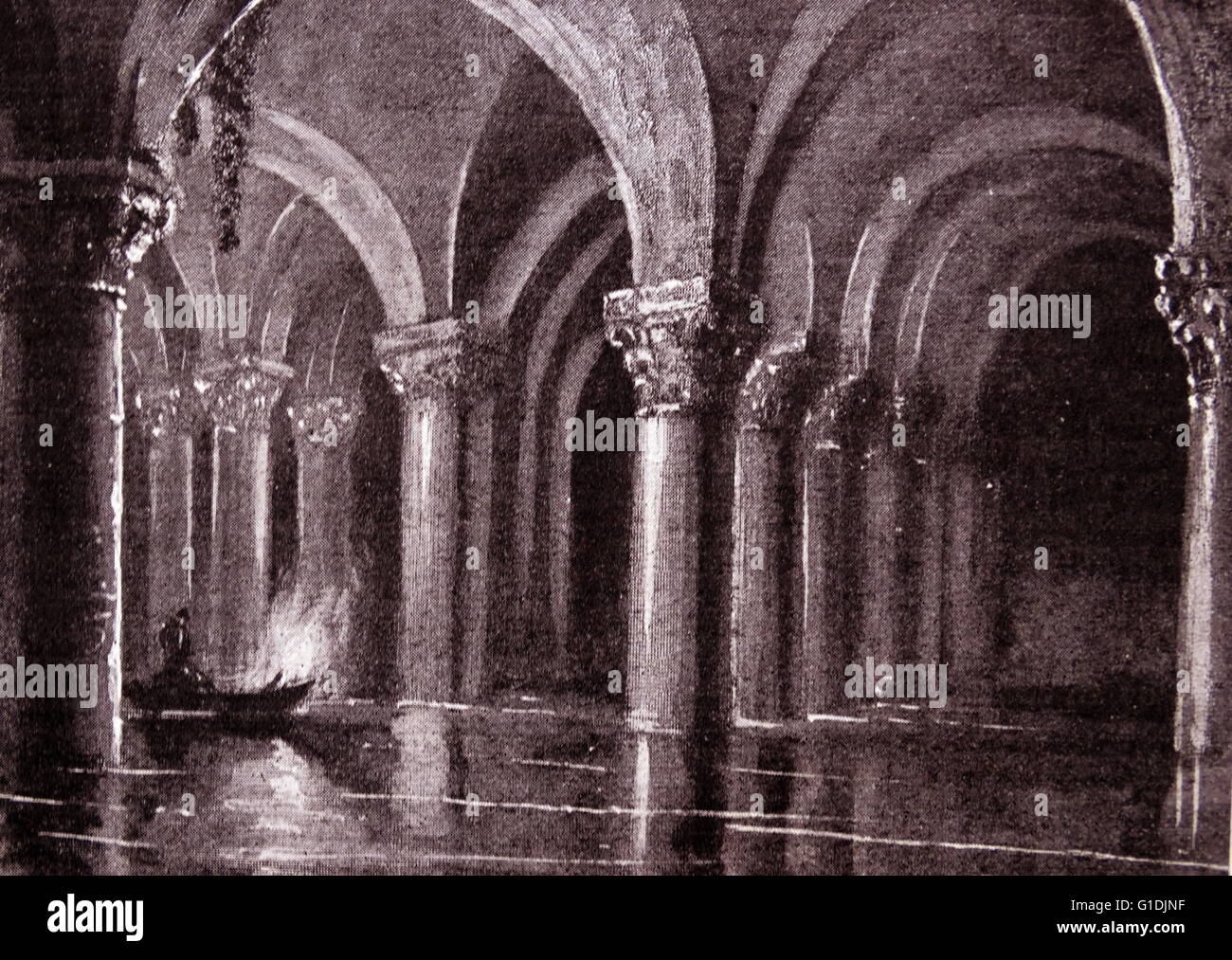 Painting depicting the Basilica Cistern the largest of several hundred ...