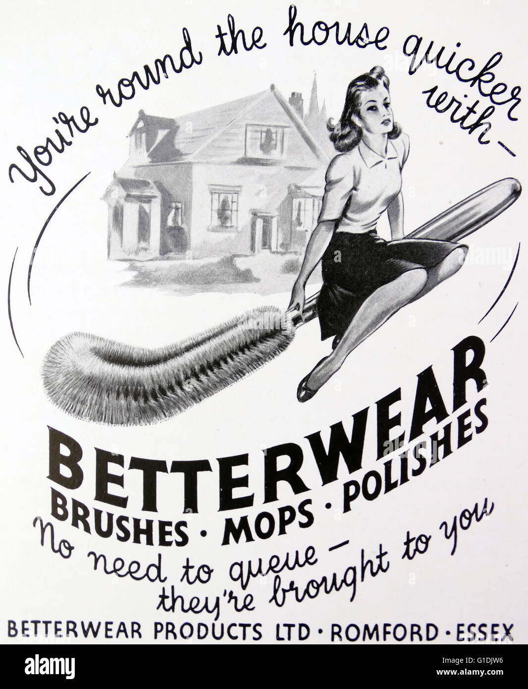 Advert for 'Better Wear' brushes, mops and polishes for domestic ...