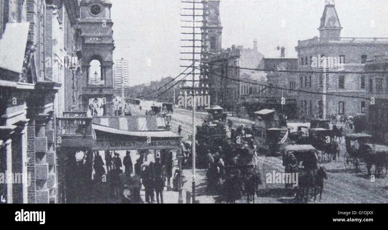 View along the main street of Adelaide, capital of South Australia ...