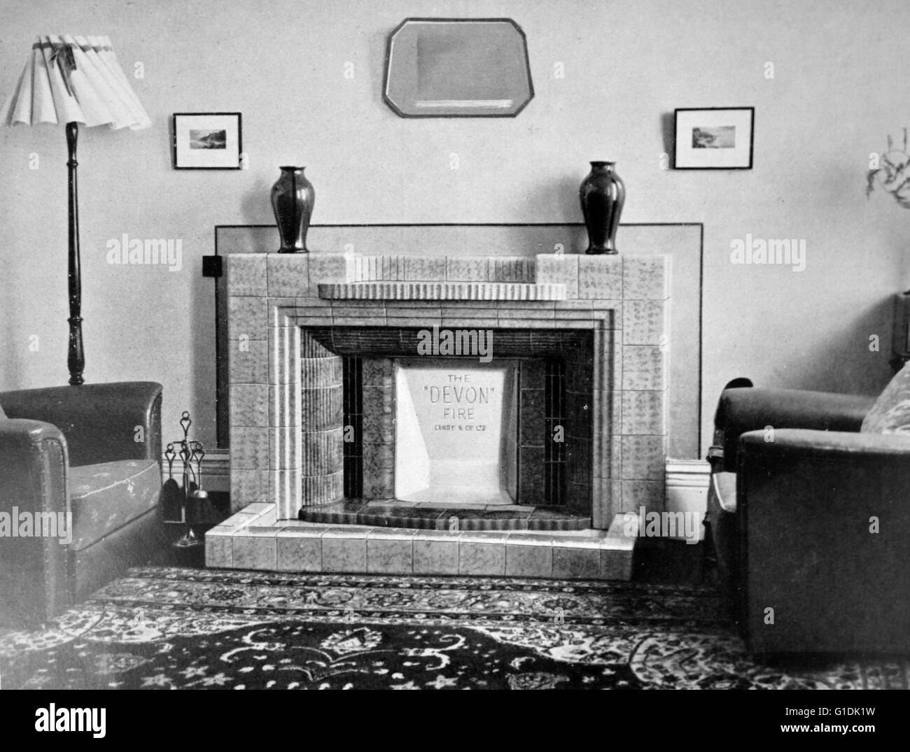 Advert for the Devon Fire made by the Candy & Co. Ltd Stock Photo - Alamy