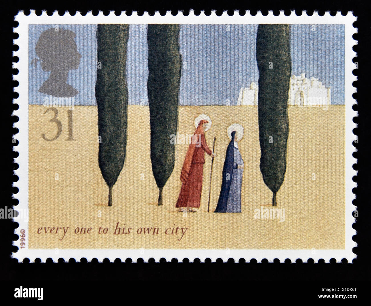 Postage stamp. Great Britain. Queen Elizabeth II. 1996. Christmas. The ...