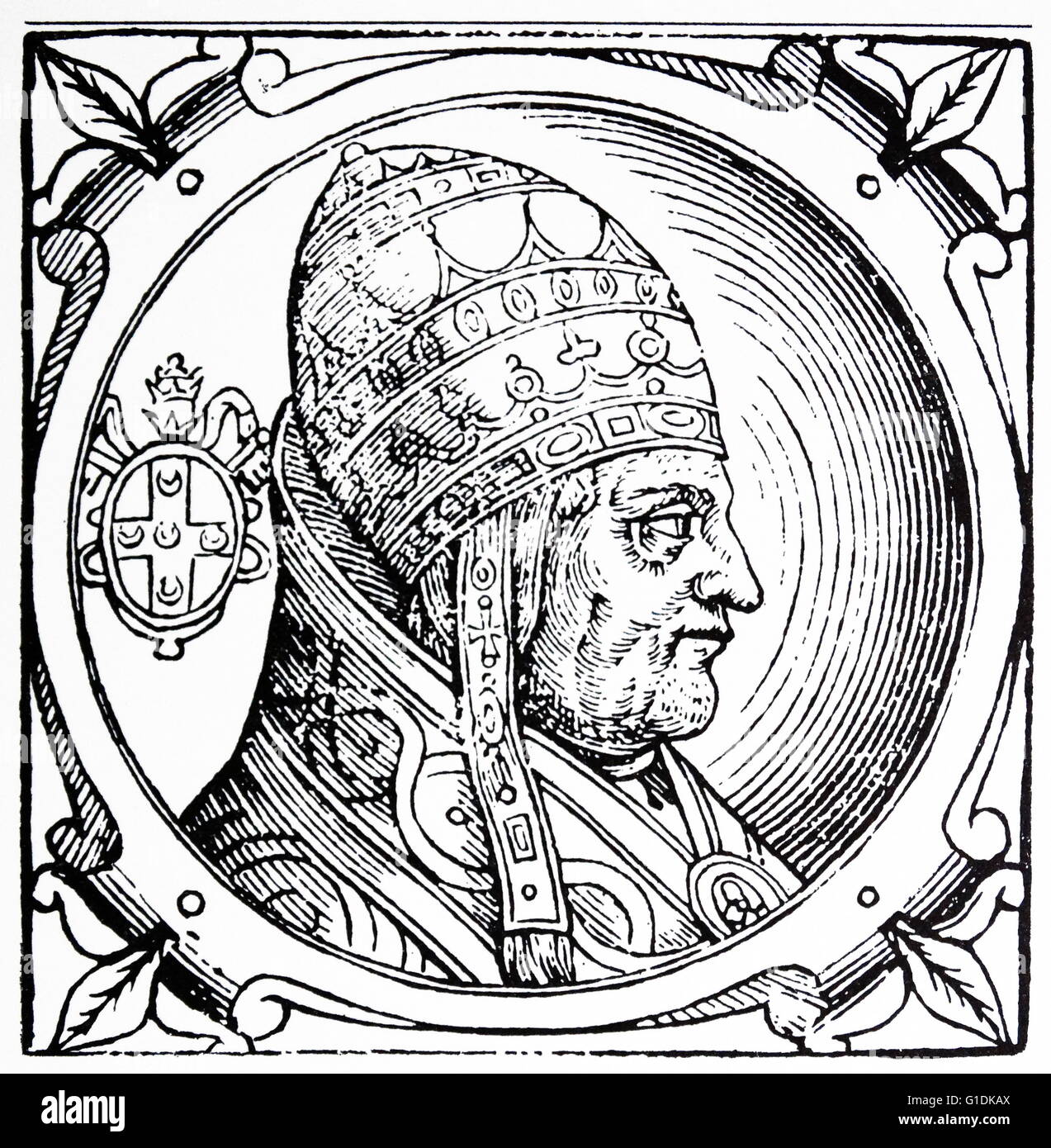 Engraving depicting Enea Silvio Bartolomeo Piccolomini, Pope Pius II ...