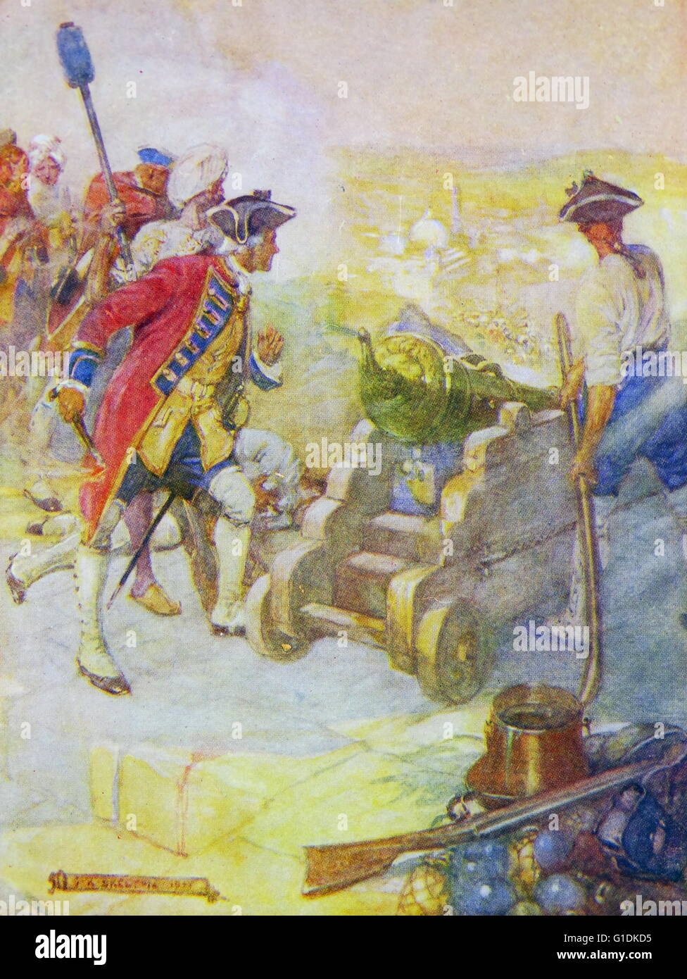 Painting depicting British soldiers fighting their way through the ...