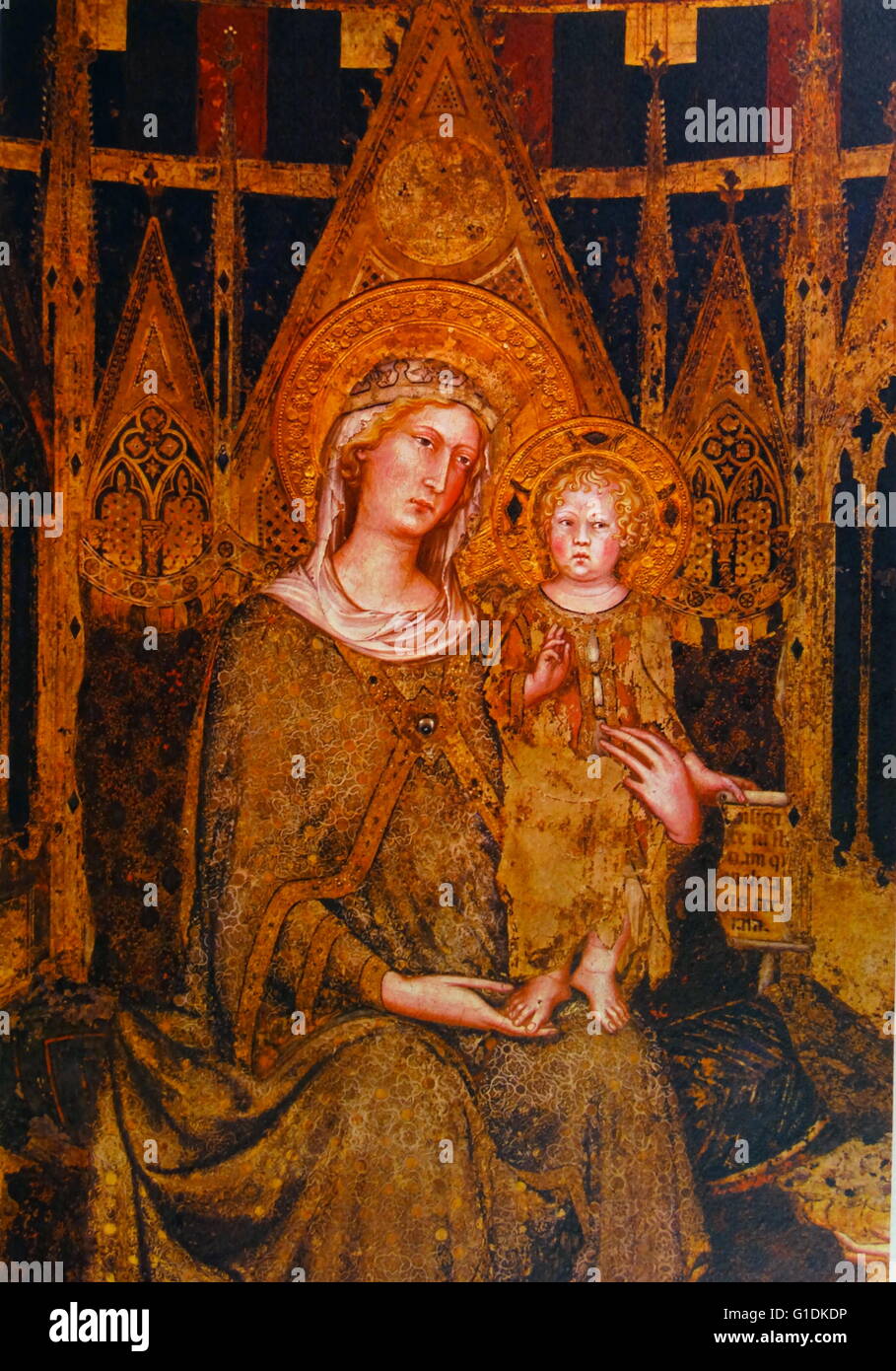 Painting depicting the Queen of Siena by Simone Martini (1284-1344) an ...