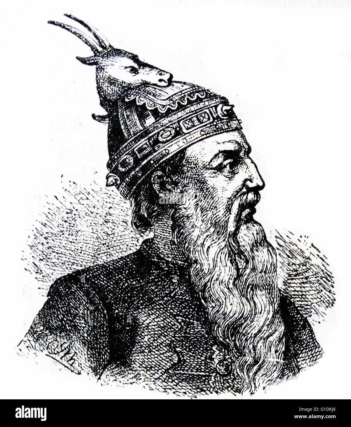 Engraving of Skanderbeg (1405-1468) a 15th-century Albanian nobleman ...