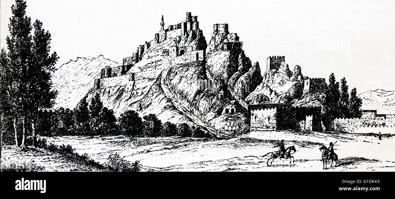 Engraving depicting Van Fortress, massive stone fortification built by ...