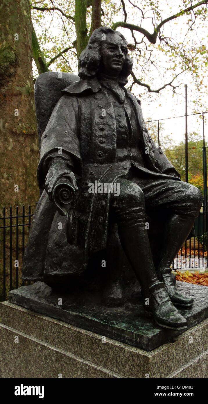 Statue of Thomas Coram outside of the Foundling Museum in London. The ...