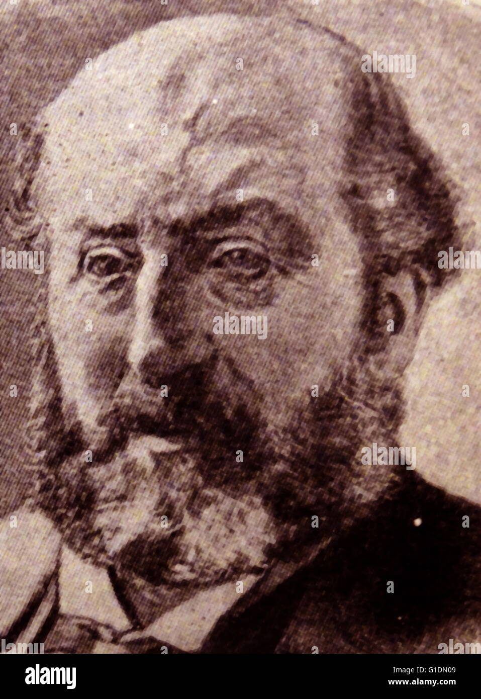 Portrait of Émile Augier (1820-1889) a French dramatist. Dated 19th ...