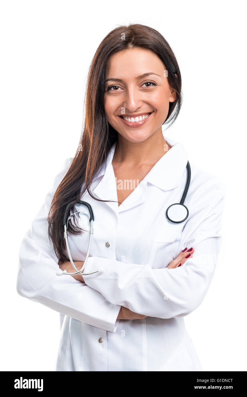 Portrait of a doctor on a white background Stock Photo - Alamy