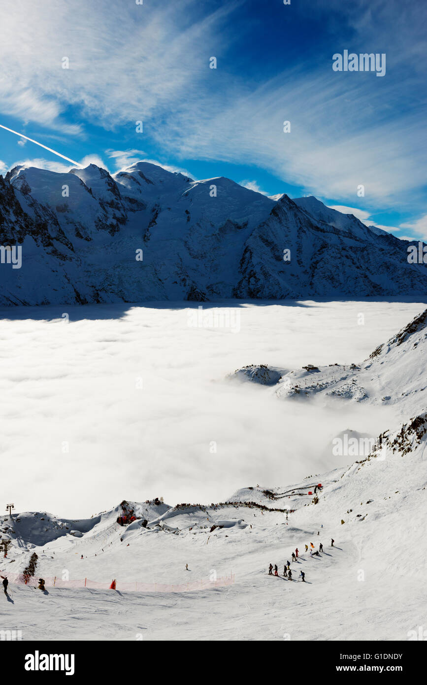 Europe, France, Haute Savoie, Rhone Alps, Chamonix, sea of clouds ...