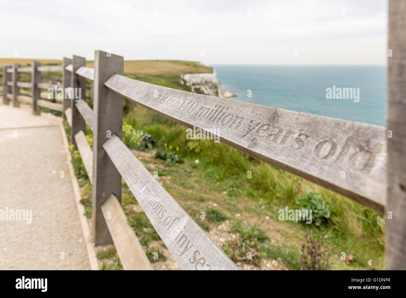 Dover white cliffs fence hi-res stock photography and images - Alamy