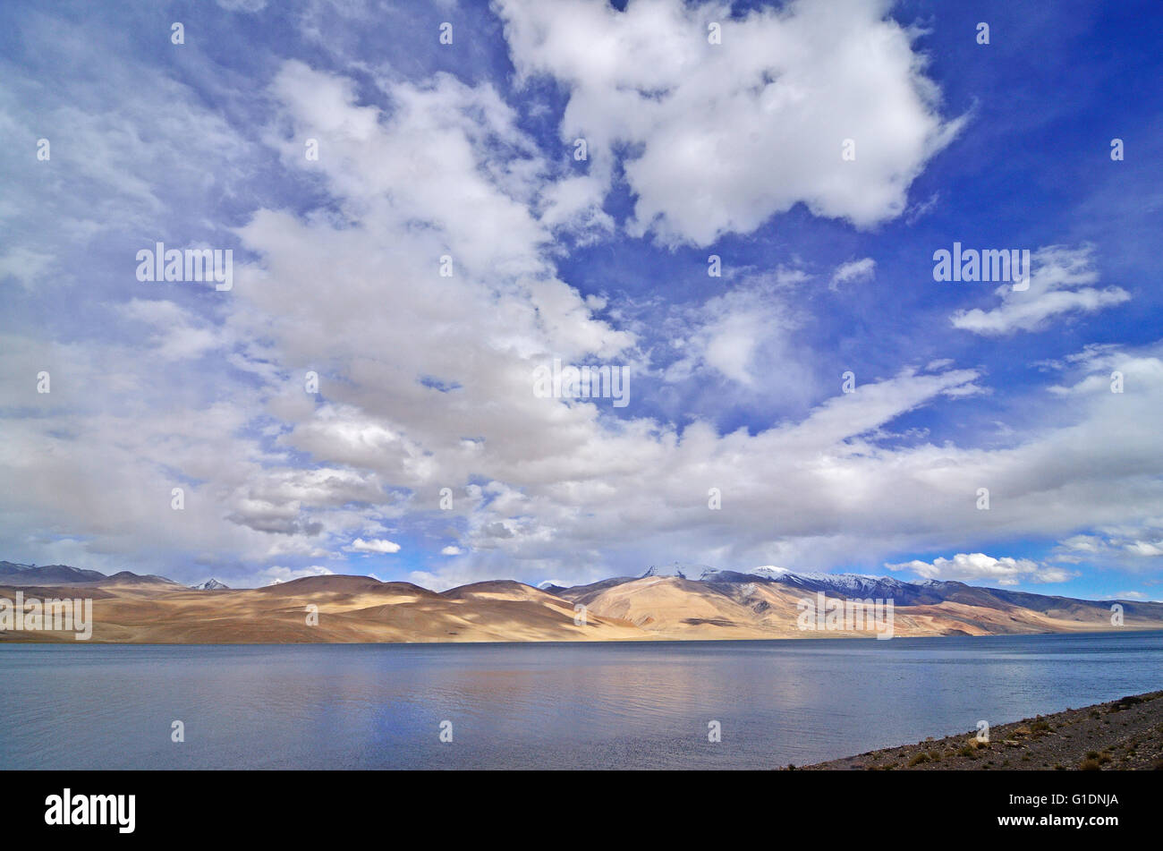 Tso Moriri lake in Ladakh, Jammu and Kashmir, India situated at 4595 ...
