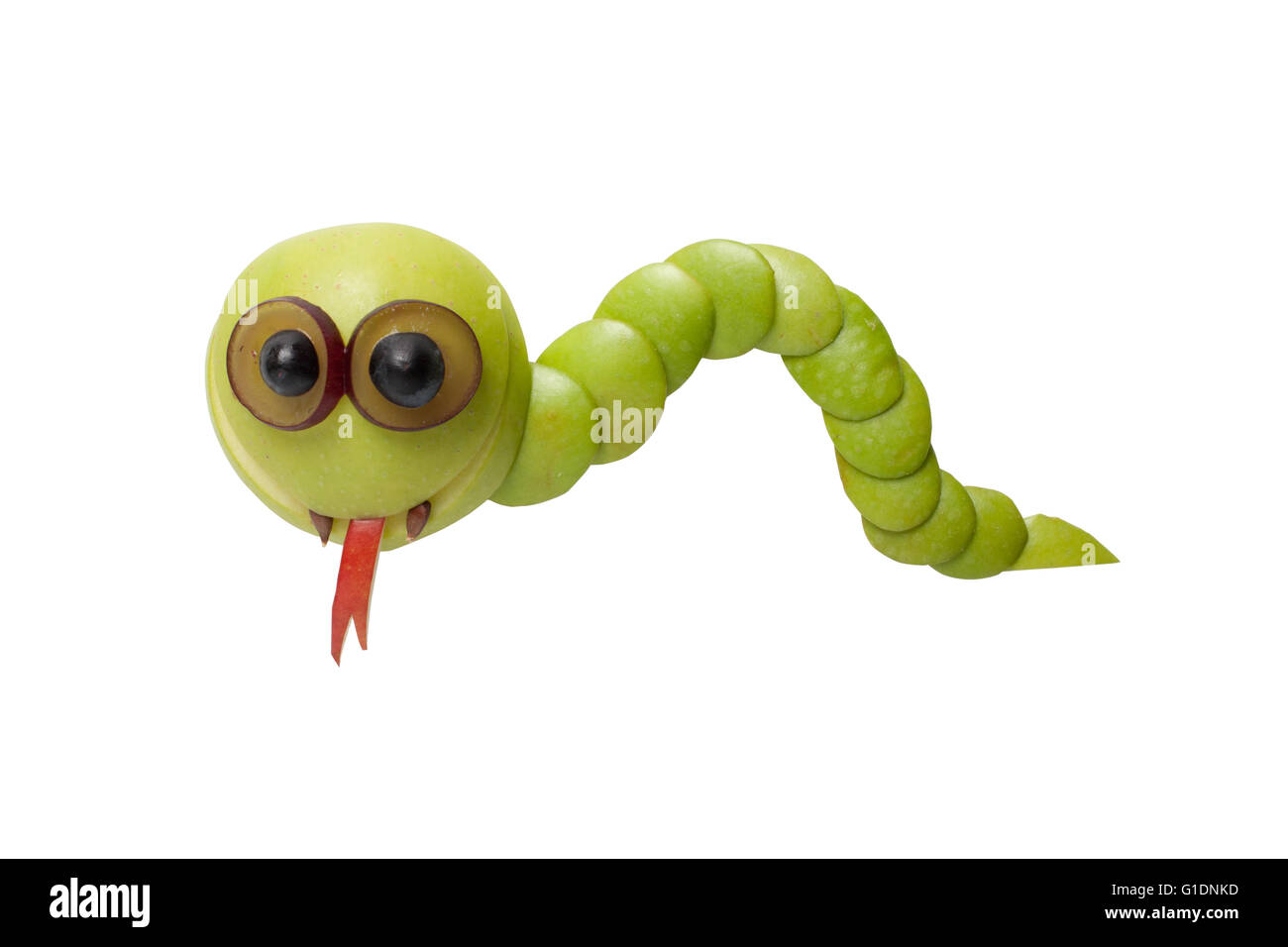 Funny viper made of fresh apple on white background Stock Photo - Alamy