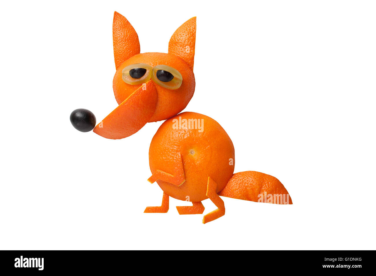 Fox made of orange on isolated background Stock Photo - Alamy