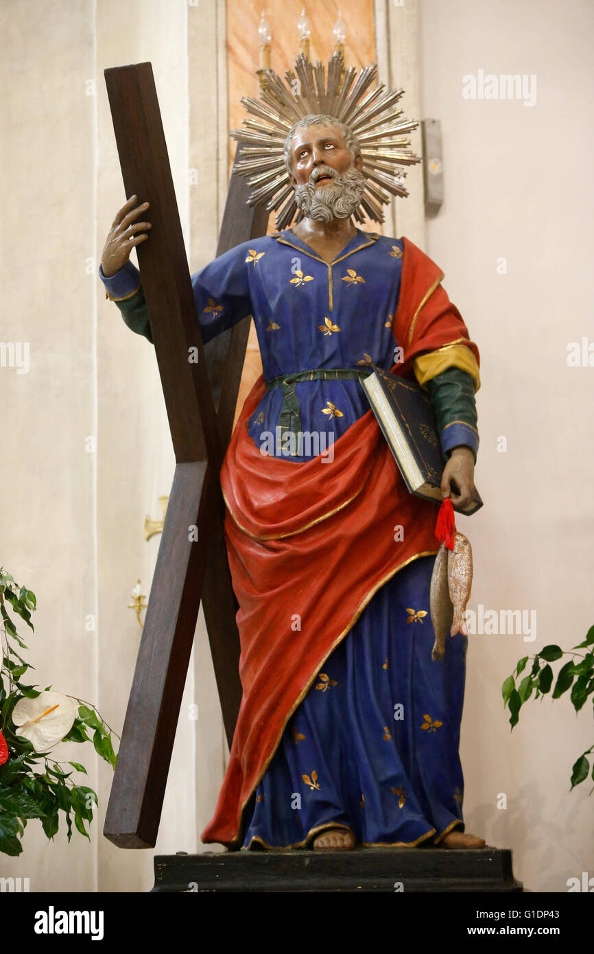 Saint Andrew statue in Saint Andrew's catholic church, Tricase, Puglia ...