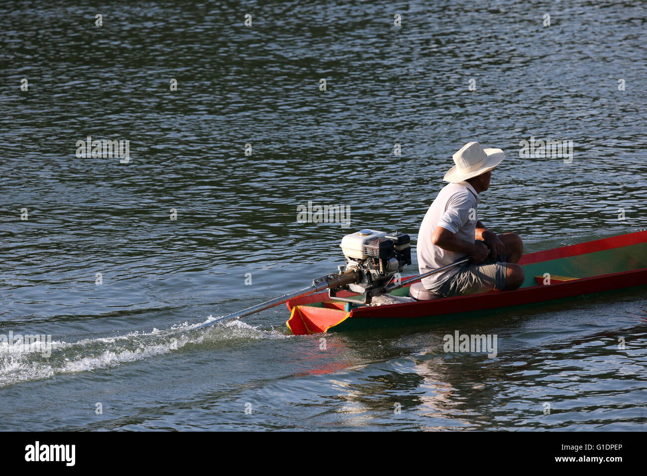 Nam Song river. Long tail boat. Vang Vieng. Laos Stock Photo - Alamy