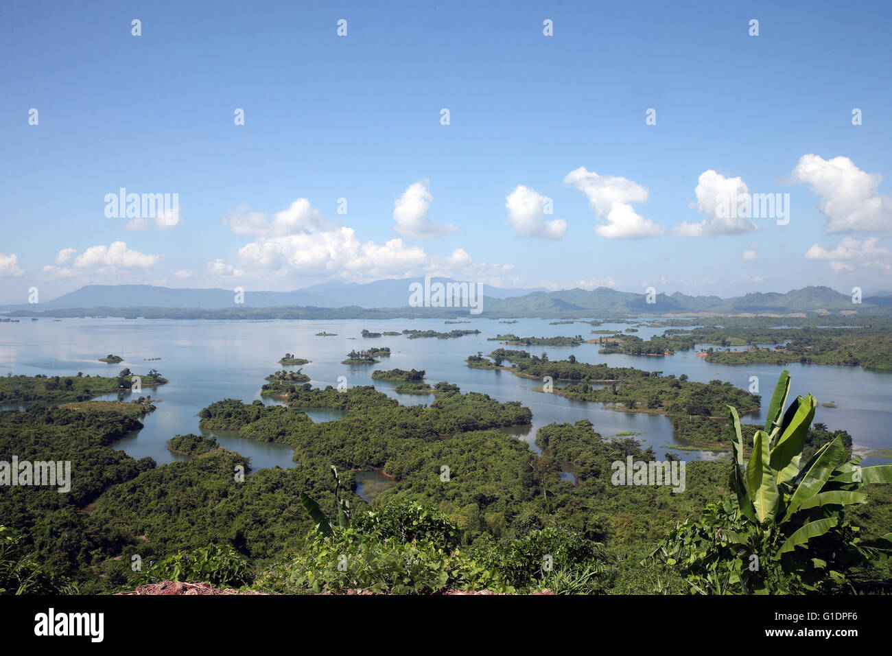 Vientiane Province. Landscape. Lake and islands Stock Photo - Alamy