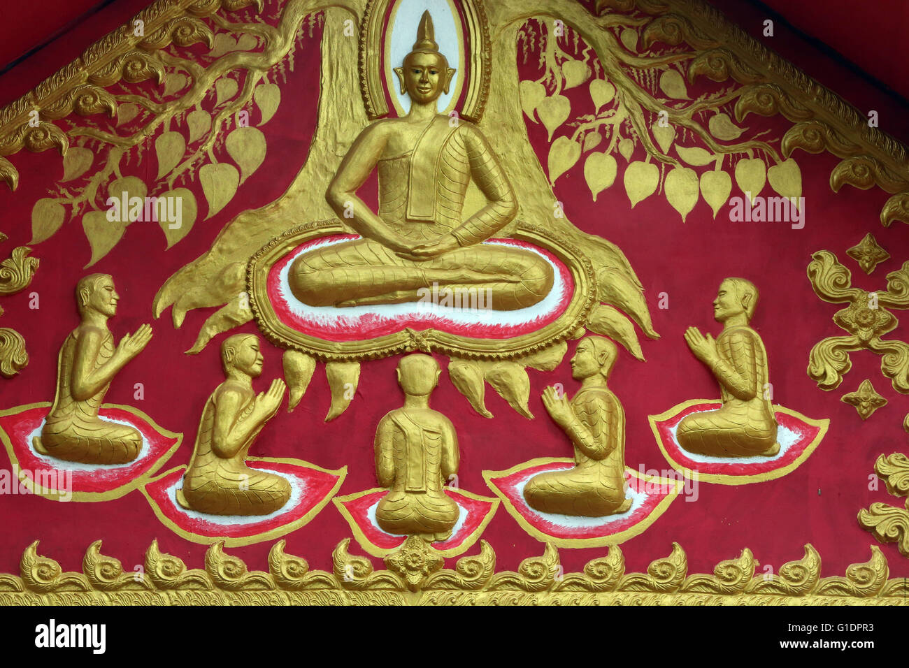 Painting depicting the life story of Shakyamuni Buddha. The first ...