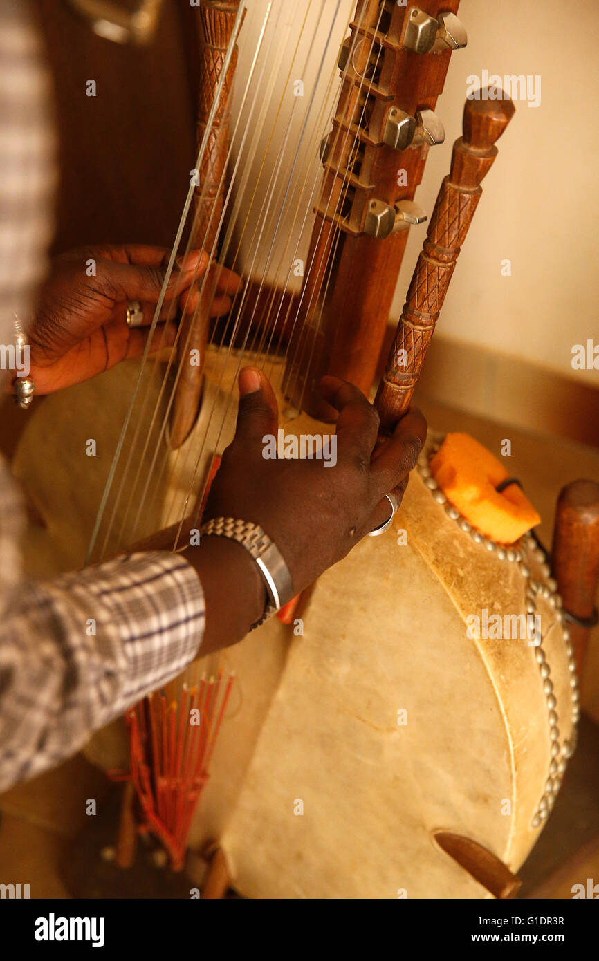Savoigne catholic church. Kora player. Savoigne. Senegal Stock Photo ...