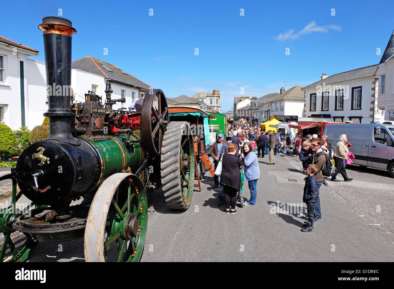 A steam engine in Camborne, Cornwall, UK, during the annual Trevithick ...