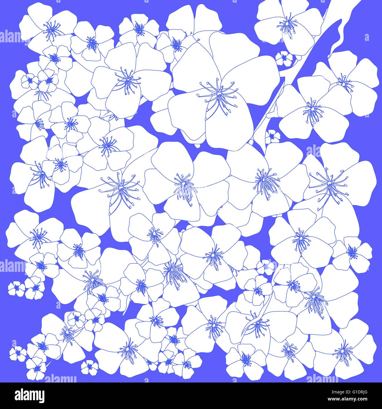 White flowers tree blooming Stock Vector Images - Alamy