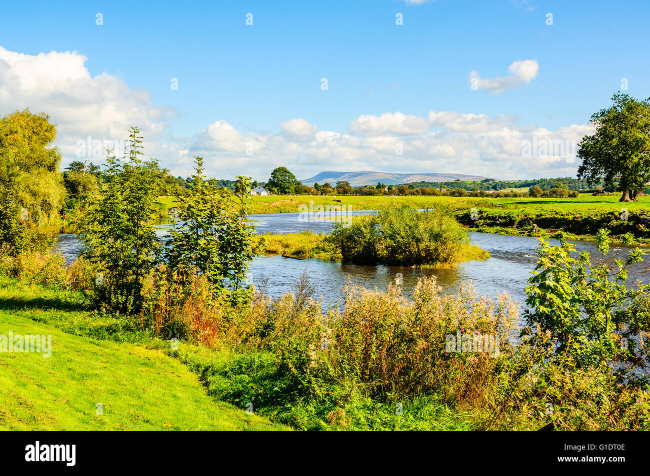 The River Ribble at Ribchester Lancashire England looking towards ...
