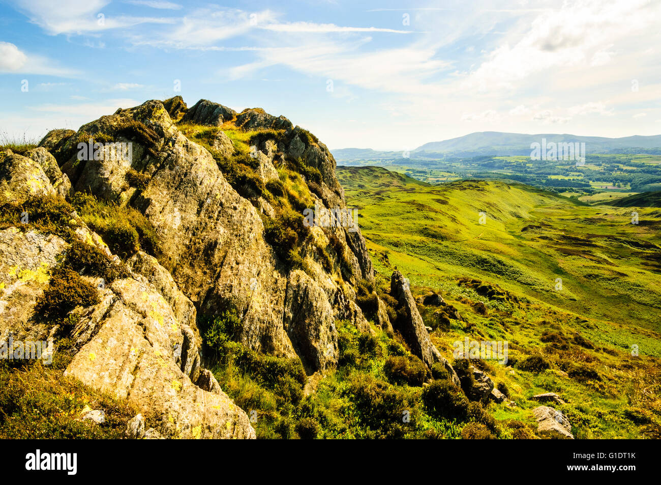 A rocky knoll on Blawith Fells above Coniston Water in the Lake ...